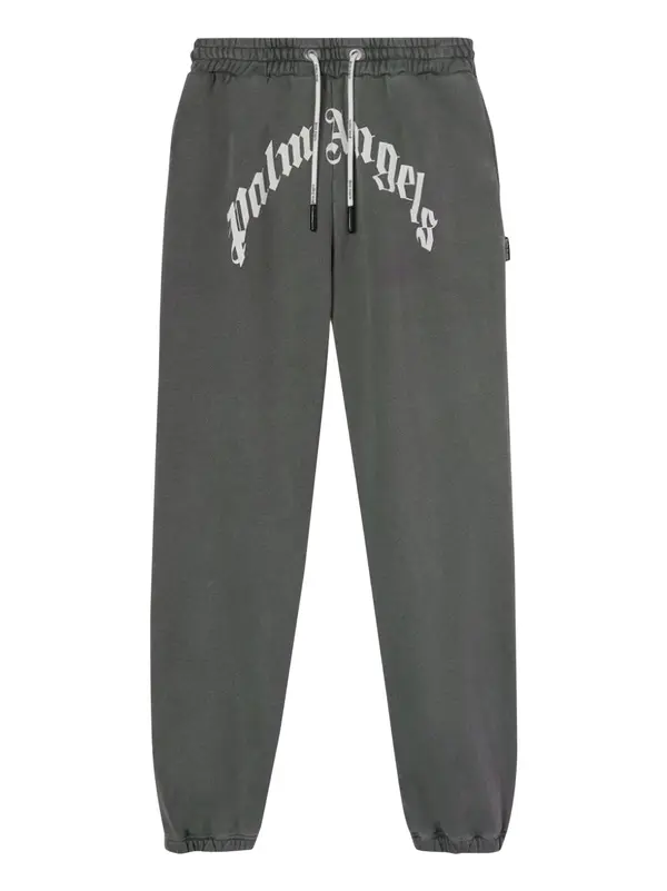 Palm Angels Gd Curved Logo Sweatpants /white - Black