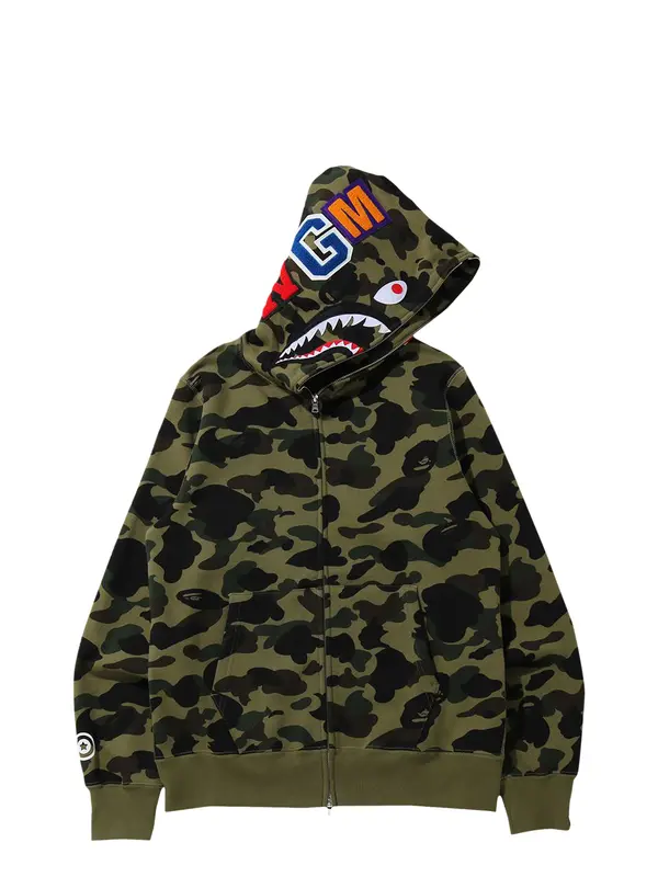BAPE 1st Camo Shark Full Zip Hoodie - Green