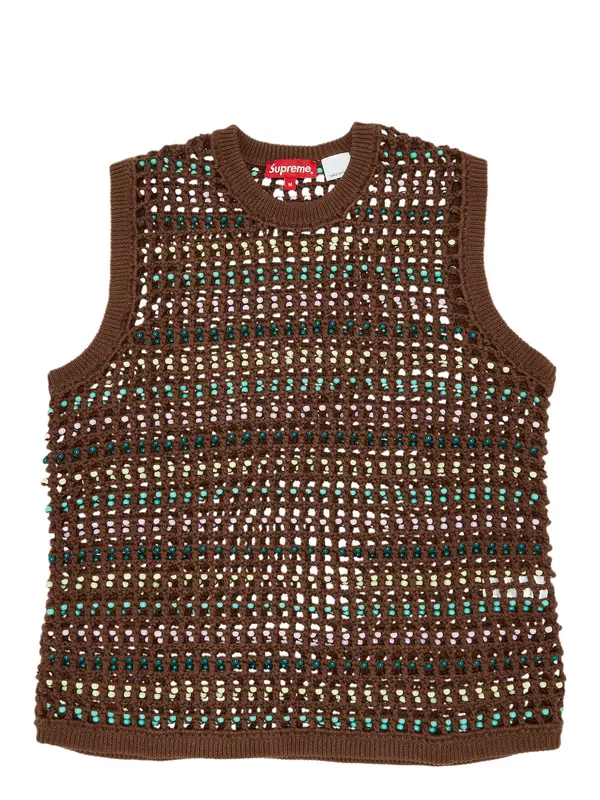 Supreme Beaded Sweater Vest - Brown