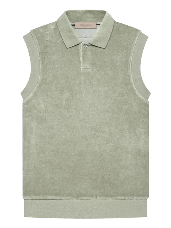 Fear Of God Velour Sleeveless Polo - Green