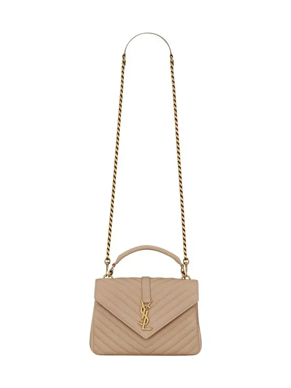 Saint Laurent Medium College Shoulder Bag - Tan