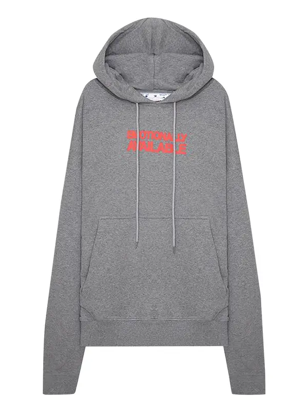 Off-White Slogan Print Hoodie - Grey