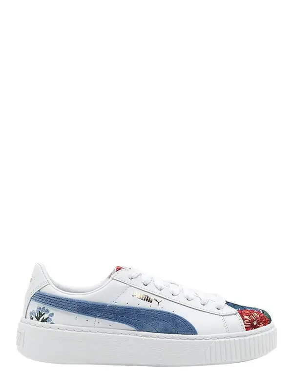 PUMA Platform Hyper Embroidered Floral Sneakers - White