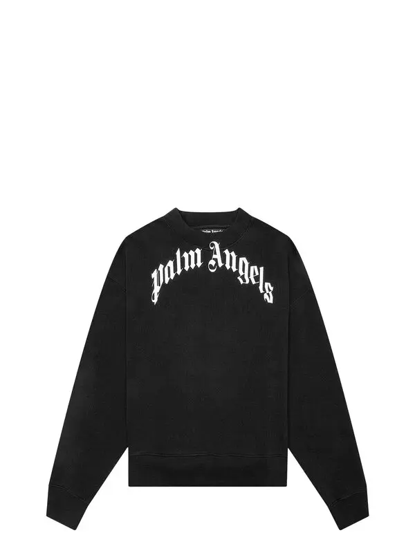 Palm Angels Curved Logo Crewneck - Black