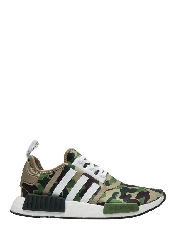 Adidas A Bathing Ape X Nmd_r1 'olive Camo' Sneakers - Green