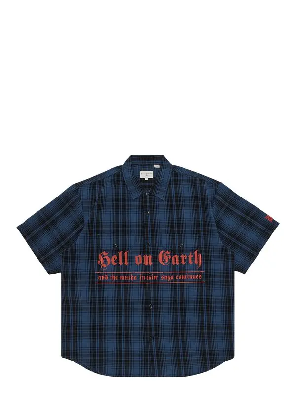 Supreme X Bernadette Corporation Short-sleeve Work Shirt 'navy Plaid - Blue