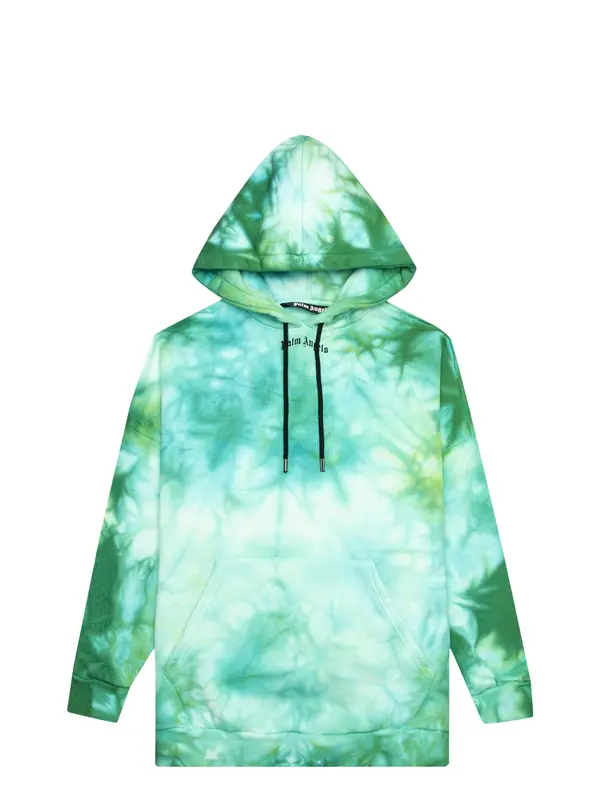 Palm Angels Tie Dye Logo Hoodie - Green