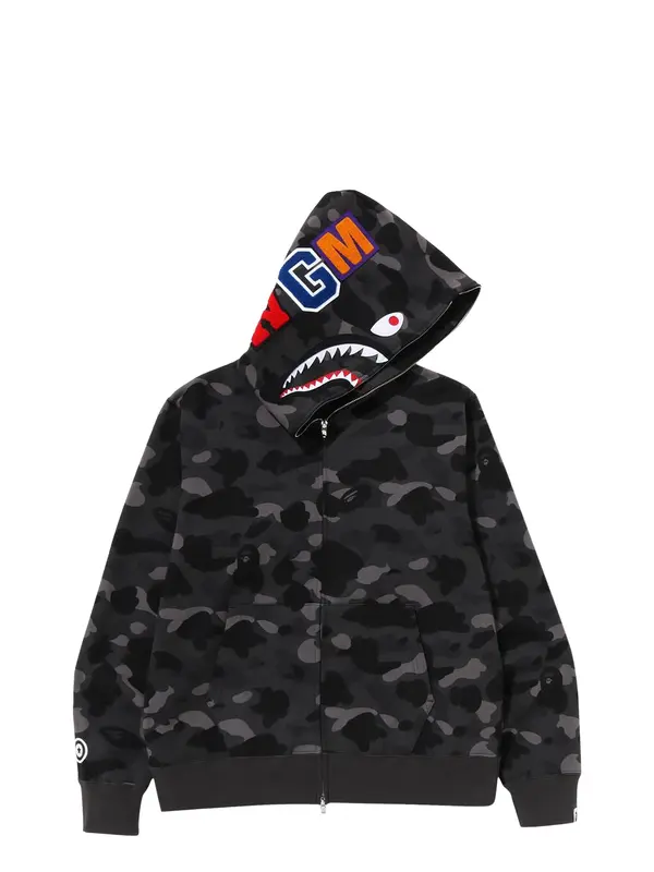 BAPE Color Camo Shark Full Zip Hoodie - Black