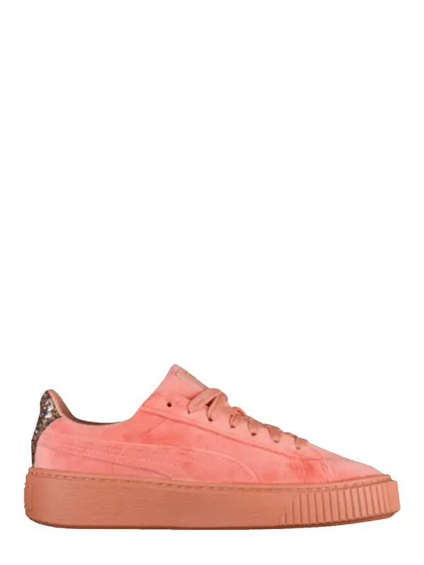 PUMA Basket Platform Velvet Sneakers - Pink