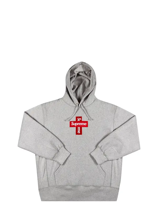 Supreme Cross Box Logo Hooded Sweatshirt - Grey
