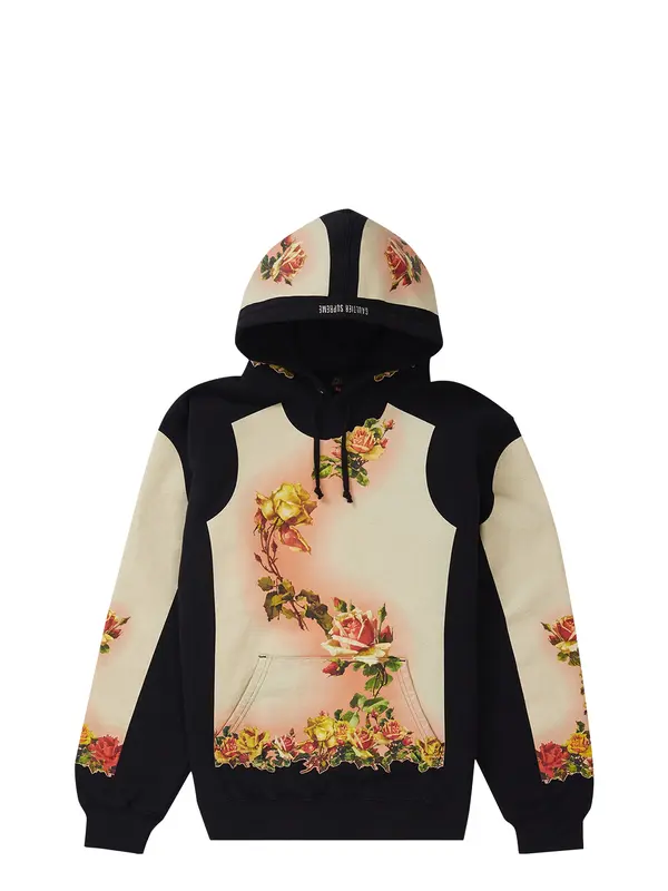 Supreme X Jean Paul Gaultier Floral Print Hooded Sweatshirt - Black