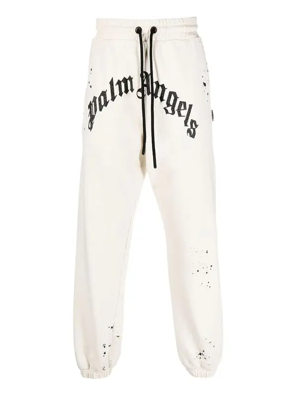 Palm Angels Glittered Logo Sweatpants - White