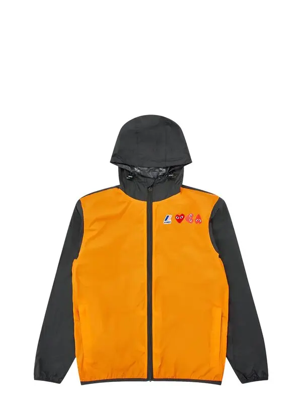 Play Comme Des Garcon X K-way Full Zip Hoodie /black - Orange