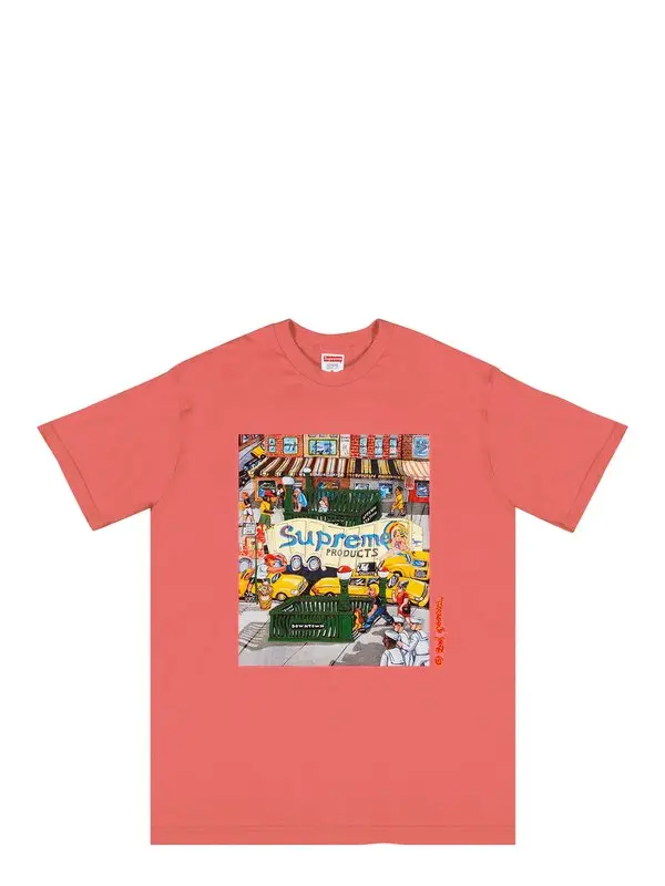 Supreme Manhattan Tee 'bright Coral - Pink