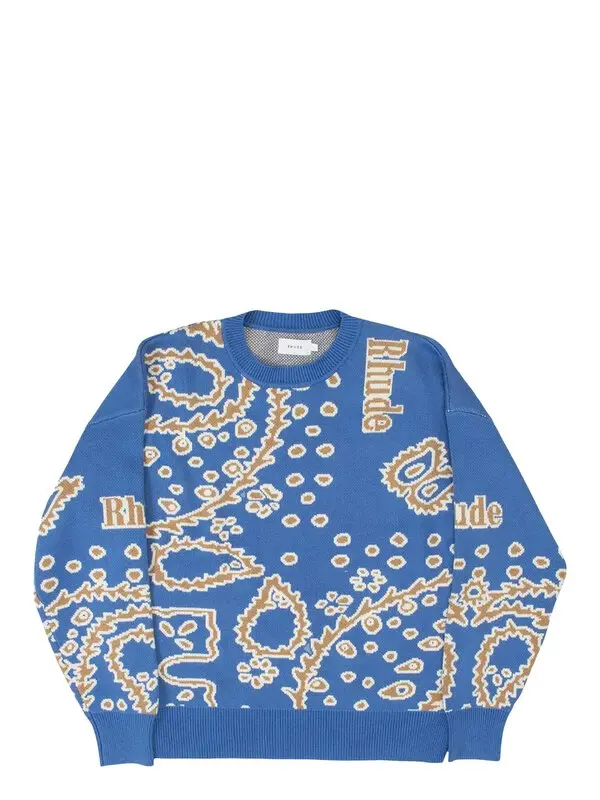 Rhude Bandana Knit Crewneck - Blue