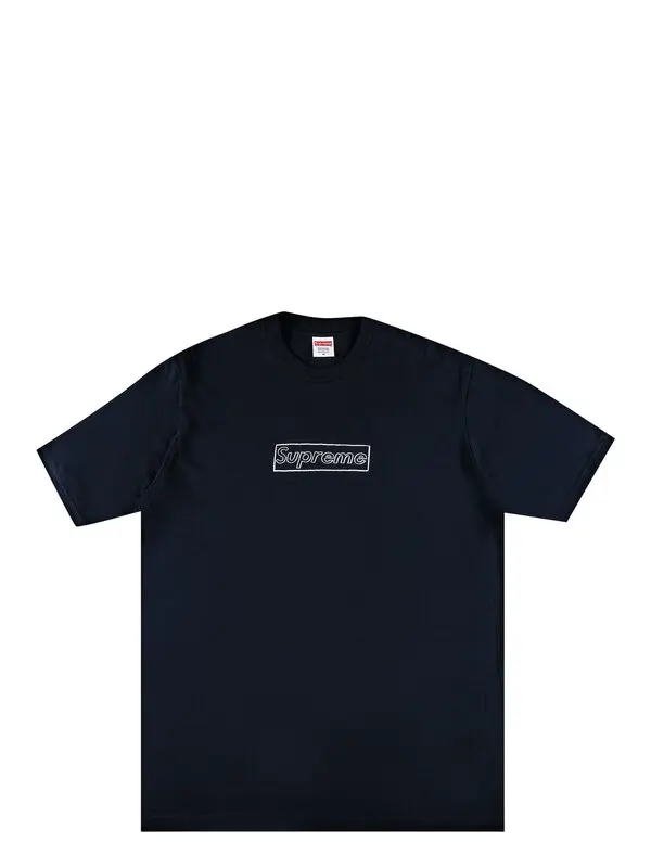 Supreme X Kaws Chalk Logo Tee 'navy - Blue