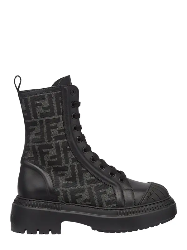 Fendi Ff Motif Domino Biker Boot - Black