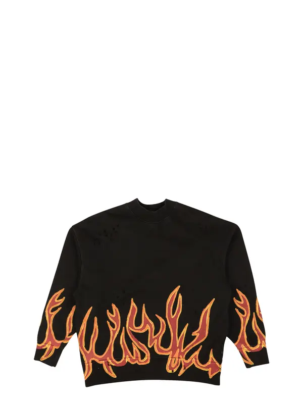 Palm Angels Gd Graffiti Flames Crewneck - Black