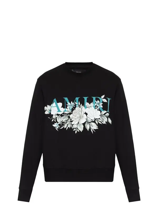 Amiri Floral Logo Crewneck - Black