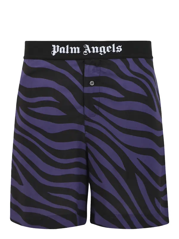 Palm Angels Zebra Print Easy Shorts - Purple