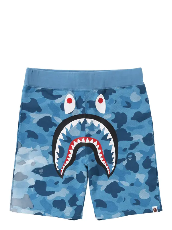 BAPE Honeycomb Camo Shark Sweat Shorts - Blue
