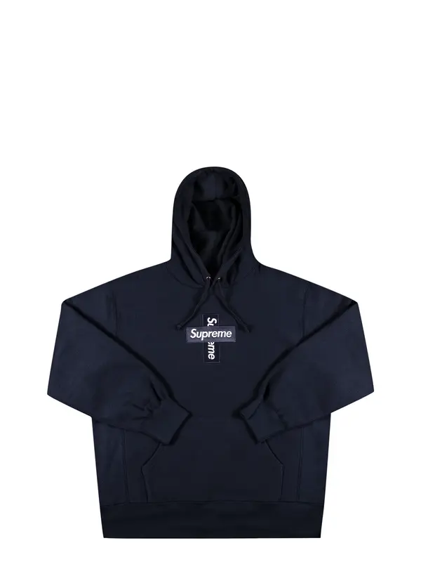 Supreme Cross Box Logo Hooded Sweatshirt - Blue