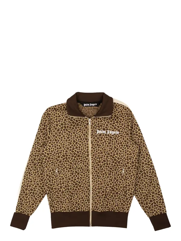 Palm Angels Leopard Jacquard Track Jacket - Brown