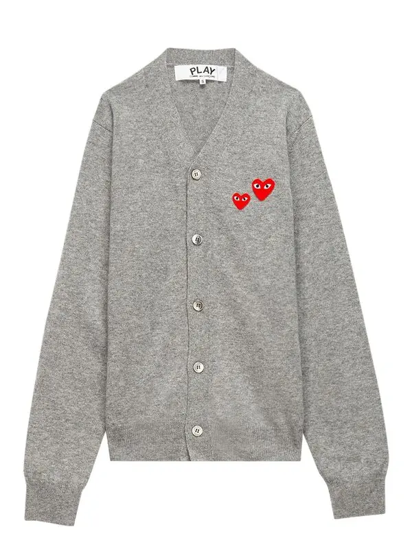 Play Comme Des Garcon V-neck Cardigan - Grey