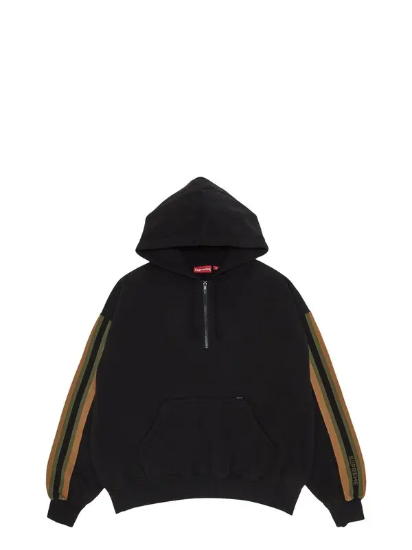 Supreme Half Zip Hooded Sweatshirt - Black