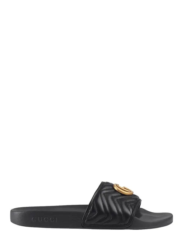 Gucci Matelassé Slide With Double G - Black
