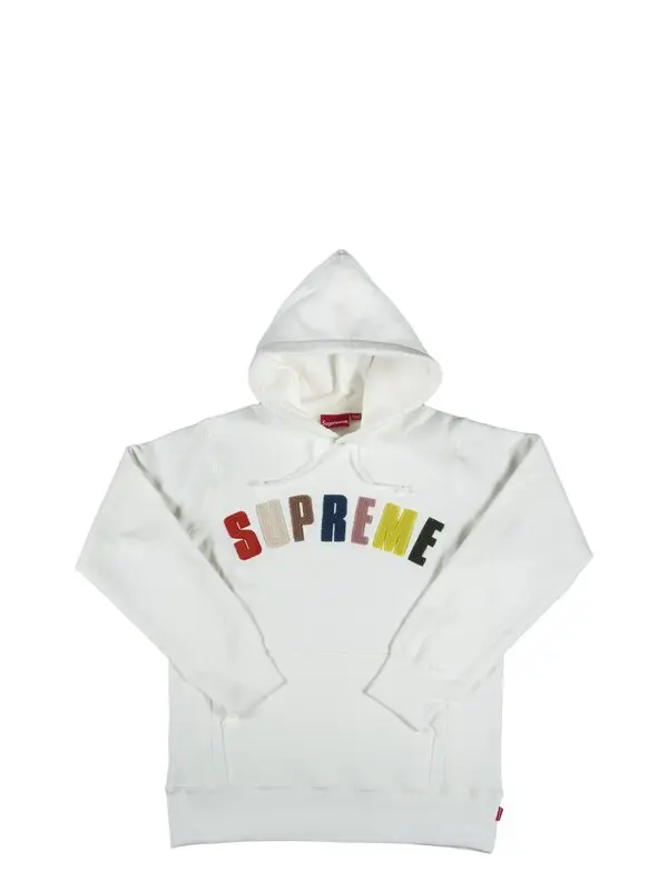 Supreme Chenille Arc Logo Hooded Sweatshirt - White
