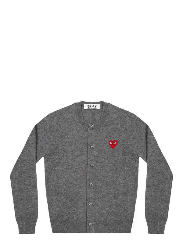 Play Comme Des Garcon Heart Cardigan - Grey