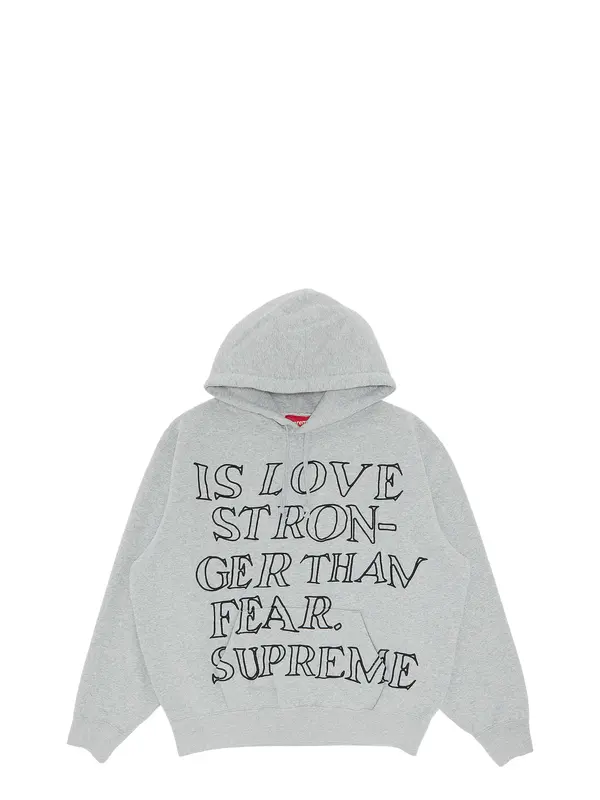 Supreme Stronger Than Fear Hooded Sweatshirt - Grey