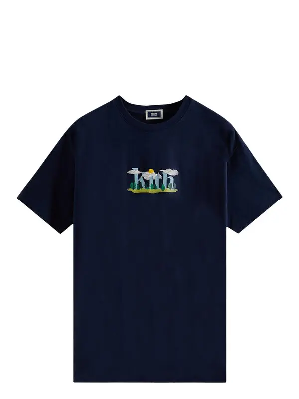 Kith Cloud Serif Logo Tee 'nocturnal - Blue