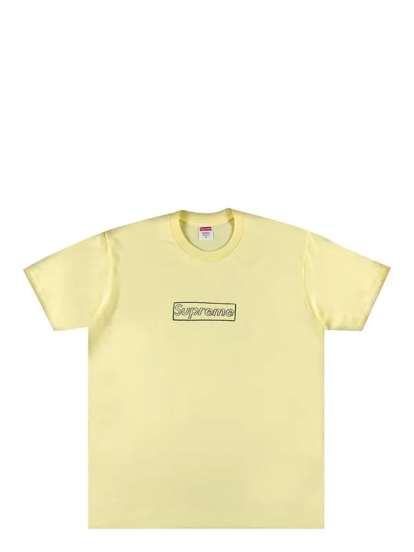 Supreme X Kaws Chalk Logo Tee 'pale - Yellow