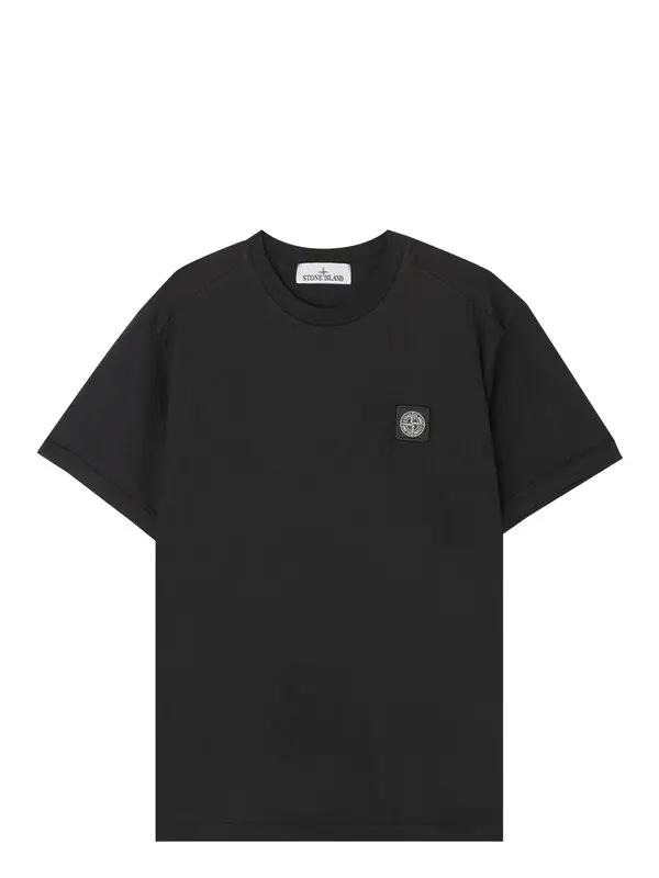 Stone Island Garment Dyed Logo T-shirt - Black