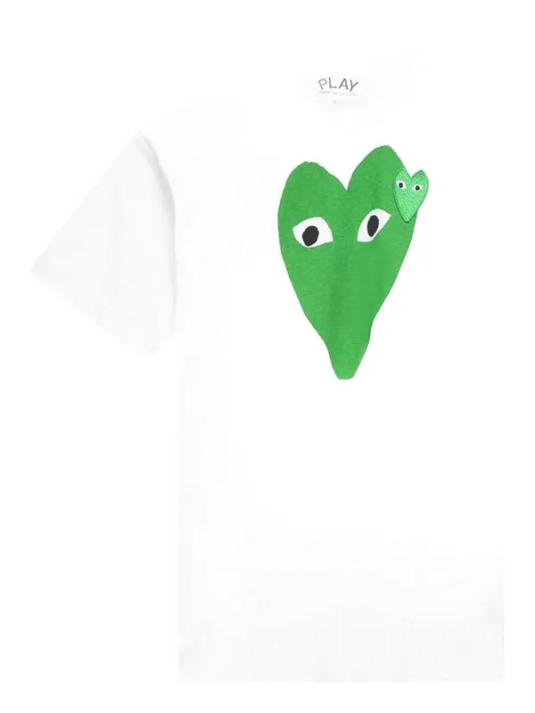 Play Comme Des Garcon Green Heart Tee - White