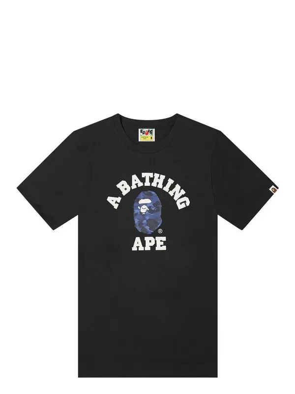 A BATHING APE Color Camo College Tee /navy - Black