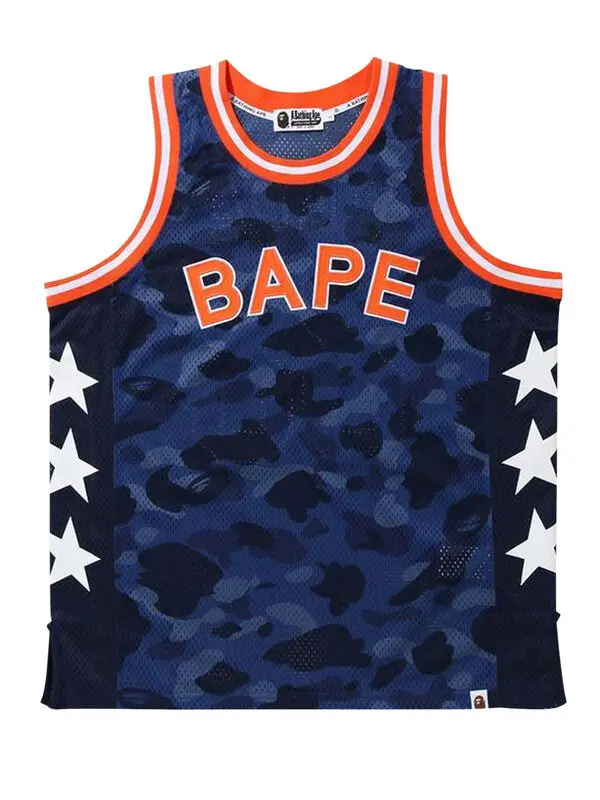 A BATHING APE Color Camo Basketball Tank Top 'navy - Blue