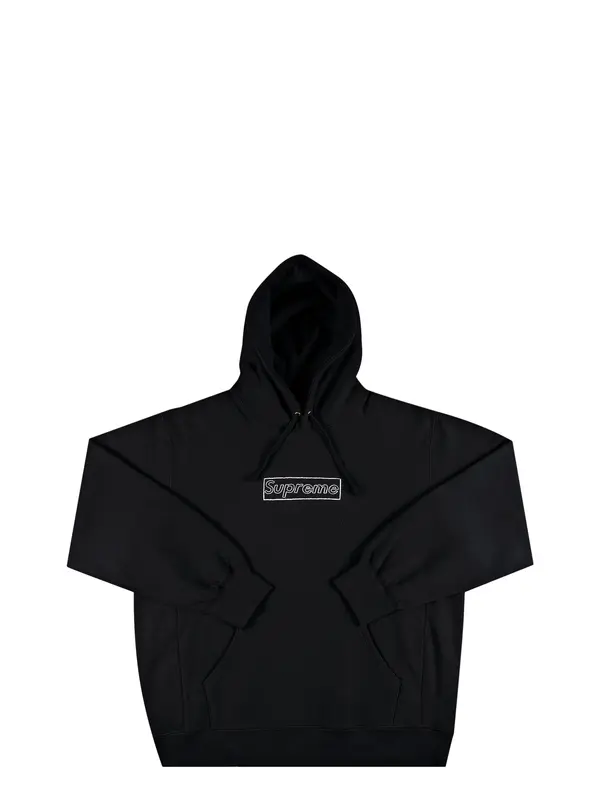 Supreme X Kaws Chalk Logo Hooded Sweatshirt - Black