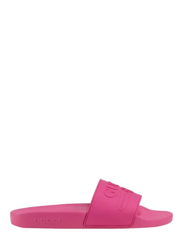 Gucci Logo Rubber Slides - Pink