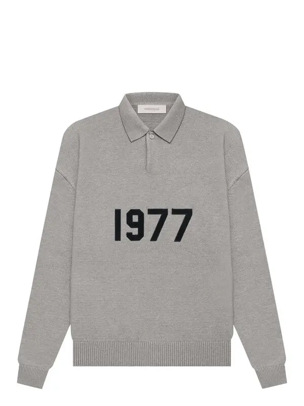 Fear Of God Knit Long-sleeve Polo 'dark Oatmeal - Grey