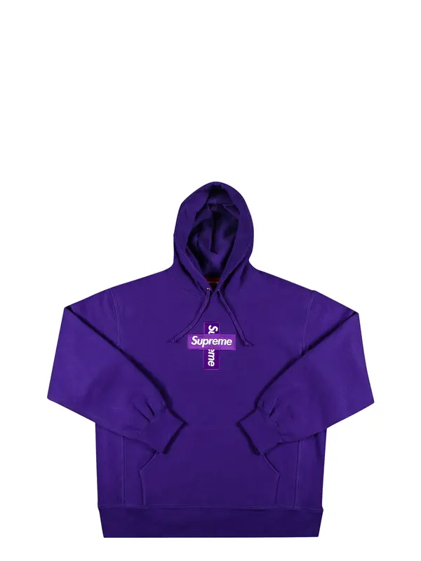 Supreme Cross Box Logo Hooded Sweatshirt - Purple