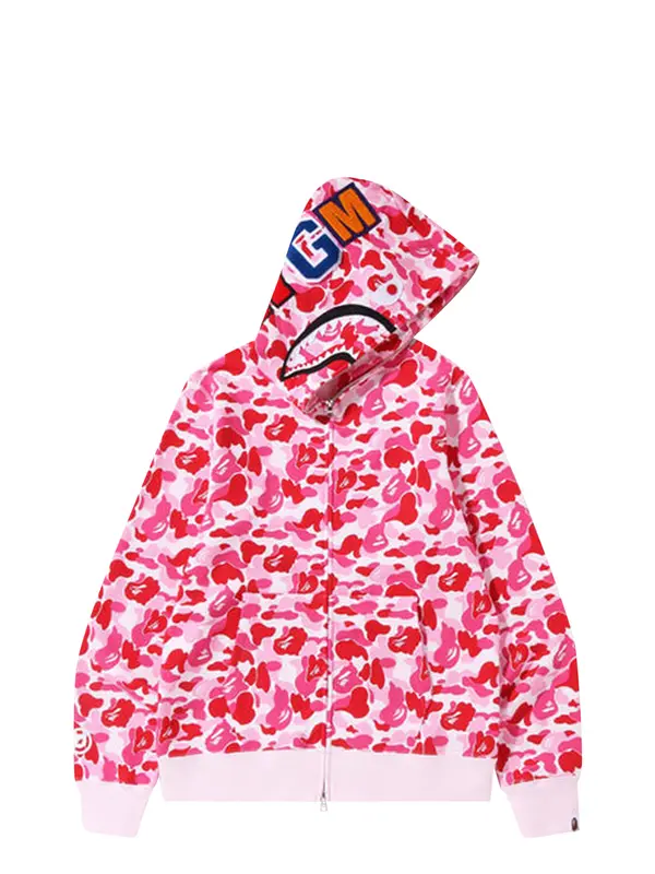 BAPE Abc Camo Shark Full Zip Hoodie - Pink