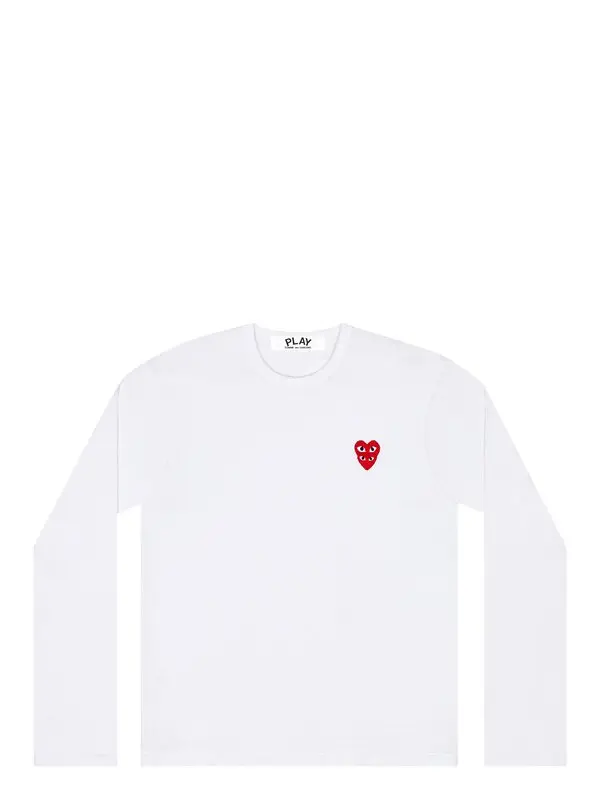 Play Comme Des Garcon Double Heart Long-sleeve T-shirt - White