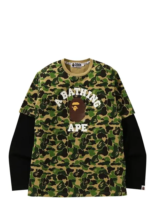 A BATHING APE Abc Camo College Layered Long-sleeve Tee - Green