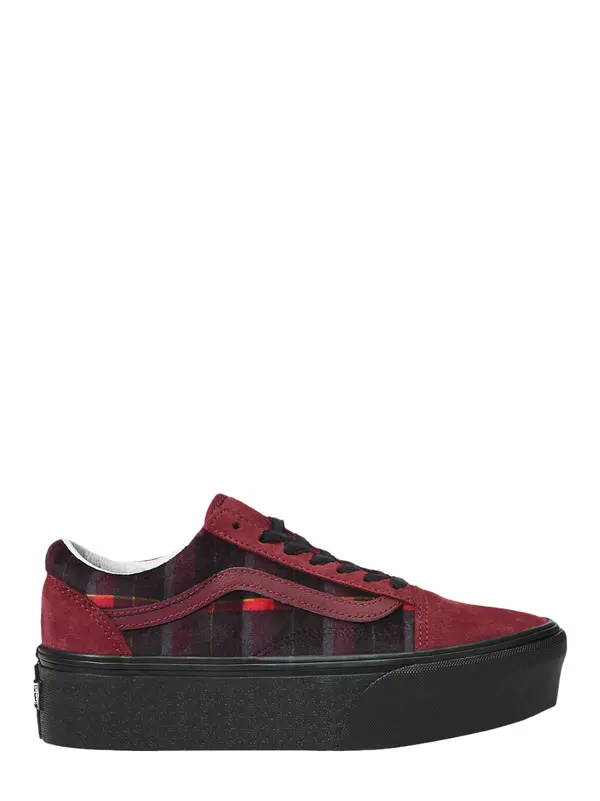 VANS Old Skool Stackform Velvet Plaid - Red