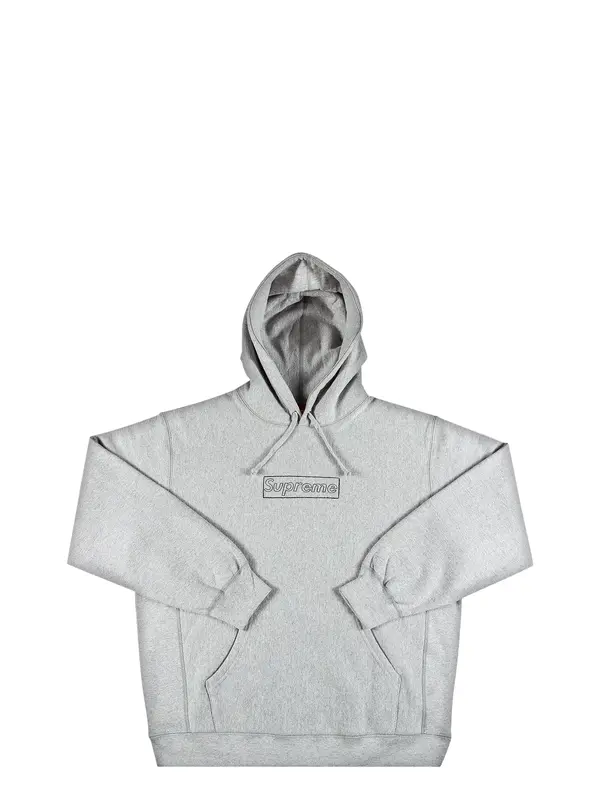Supreme X Kaws Chalk Logo Hooded Sweatshirt - Grey