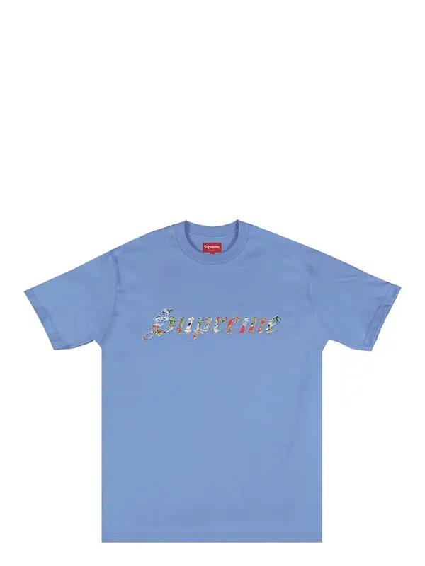 Supreme Floral Appliqué Short-sleeve Top 'light - Blue