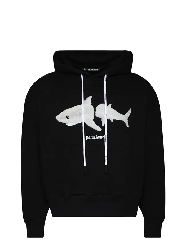 Palm Angels Shark Printed Hoodie - Black